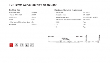 10X10mm Curve Top View Neon Light - COOLIGHT