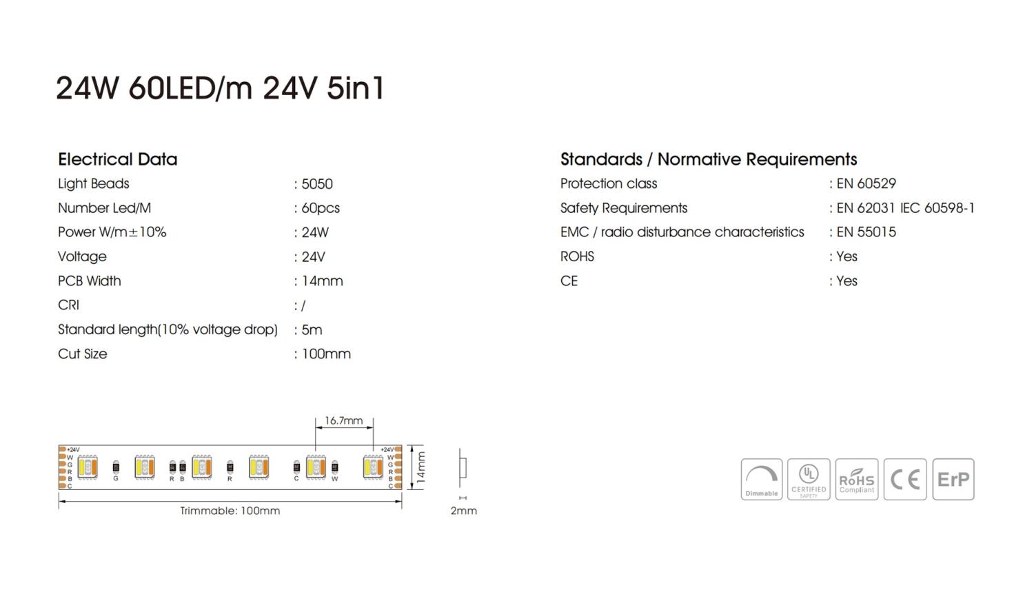 24W 60LED/m 24V 5in1 - COOLIGHT