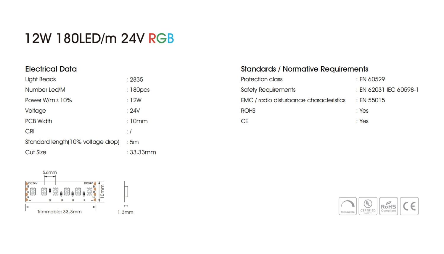 12W 180LED/m 24V RGB - COOLIGHT