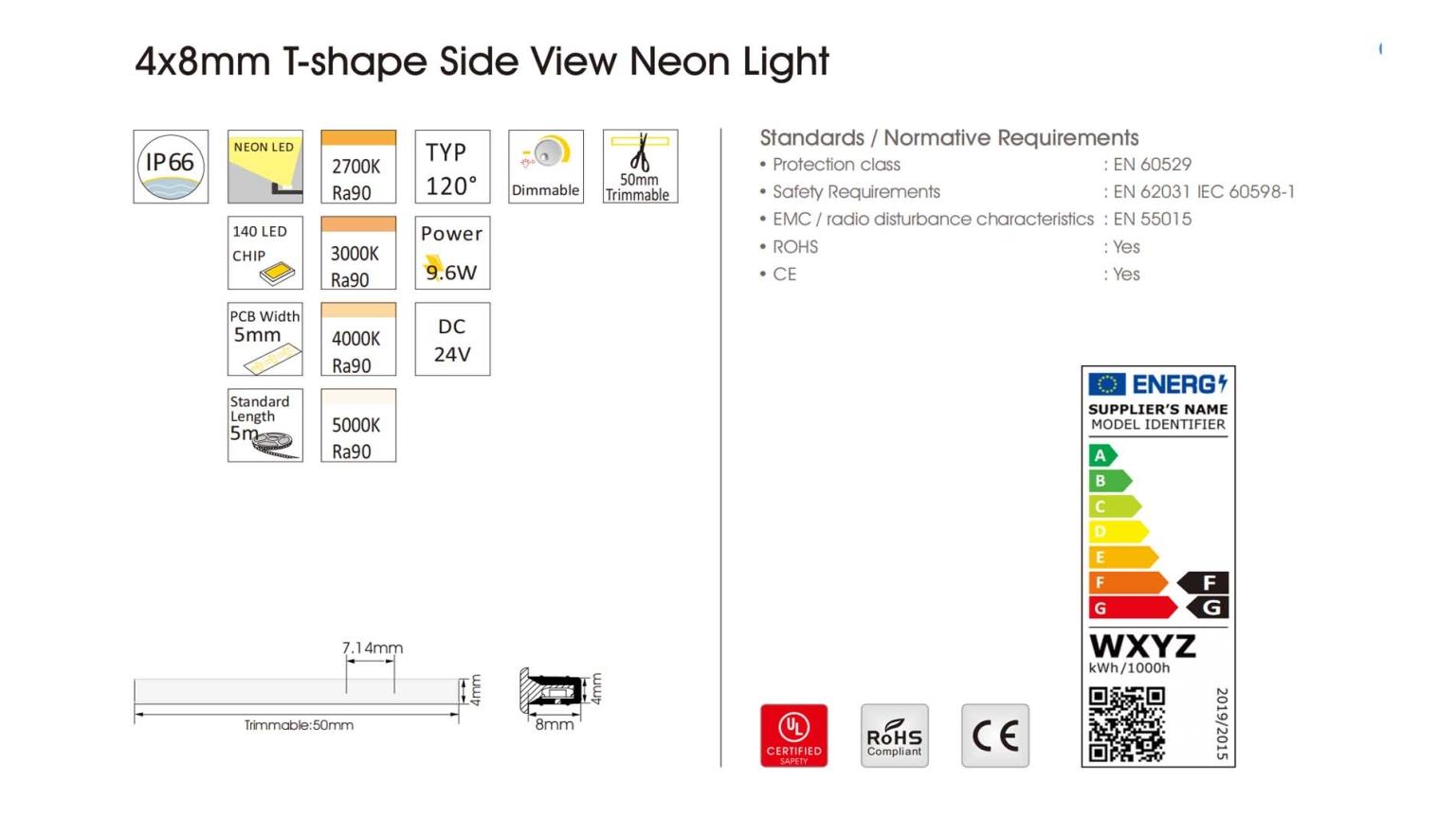4x8mm 140LED T-shape Side View Neon Light - COOLIGHT