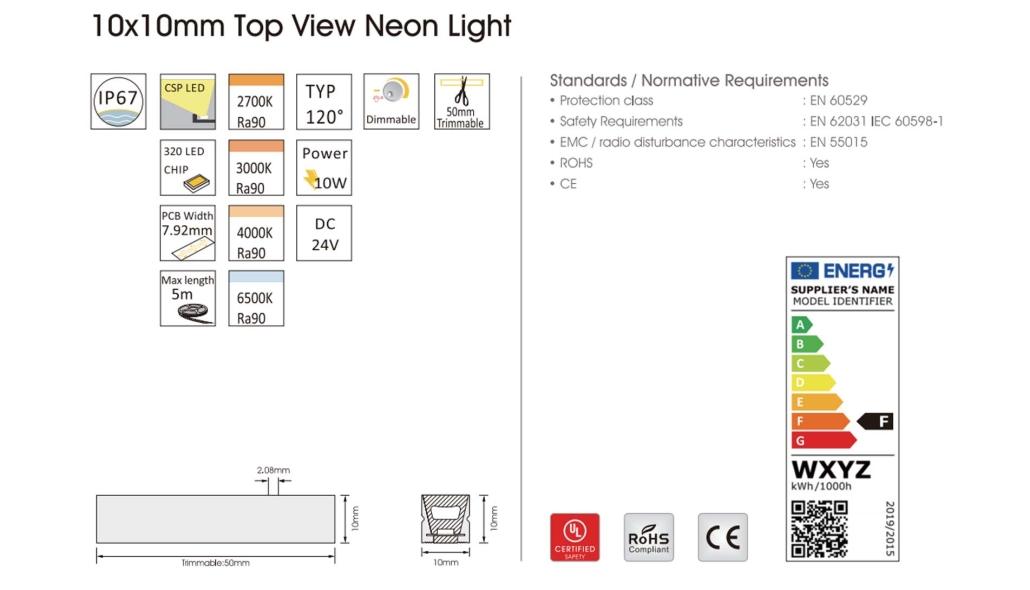 10X10mm CSP Top View Neon Light – COOLIGHT
