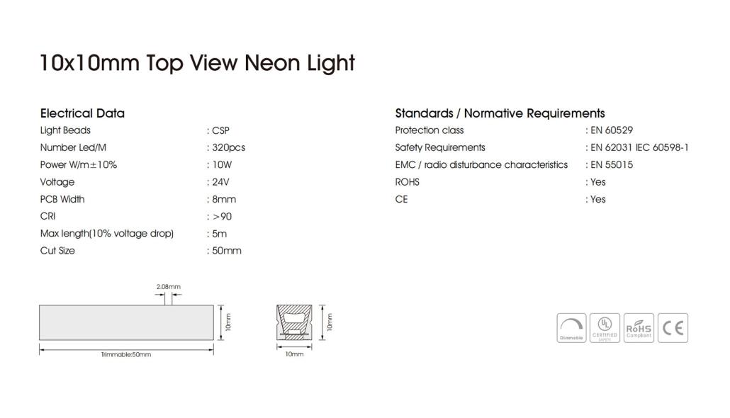 10X10mm CSP Top View Neon Light - COOLIGHT