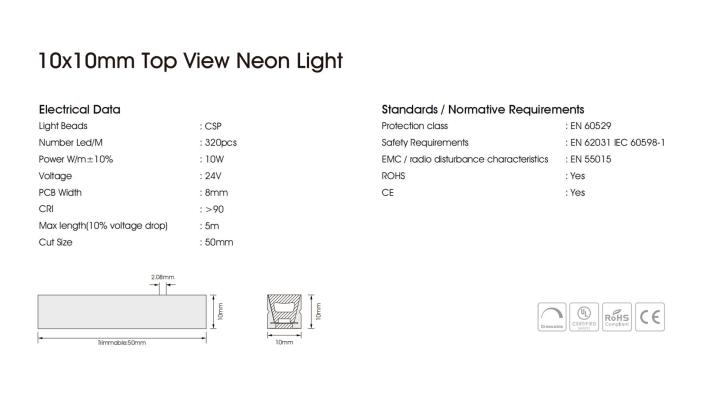 10X10mm CSP Top View Neon Light - COOLIGHT