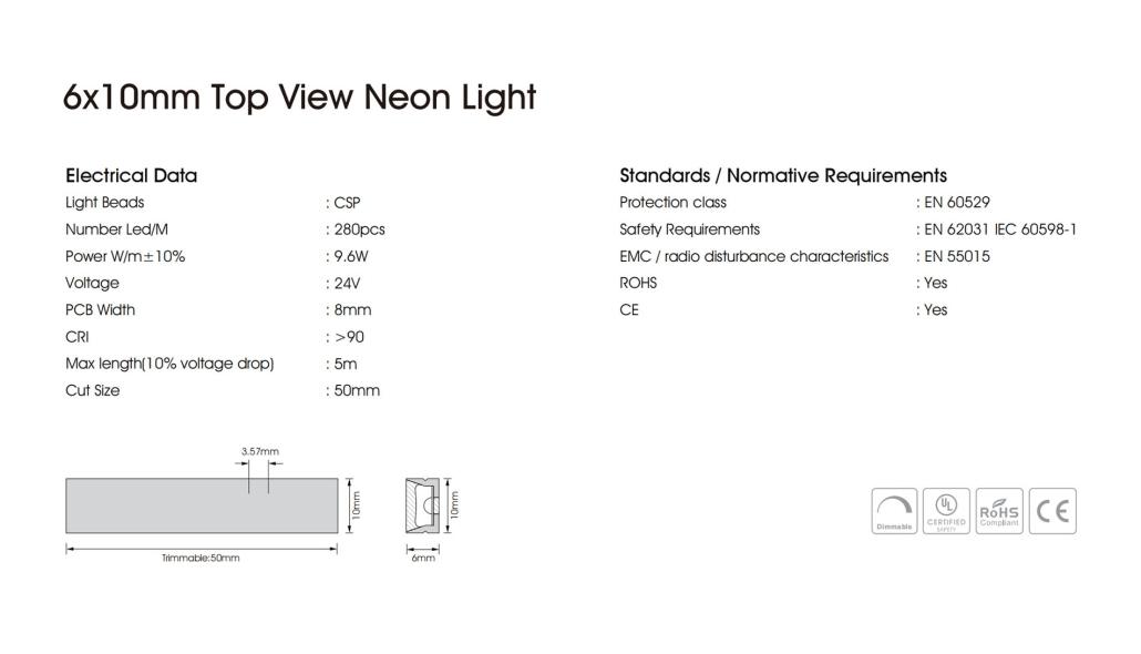 6x10mm Top View Neon Light - COOLIGHT