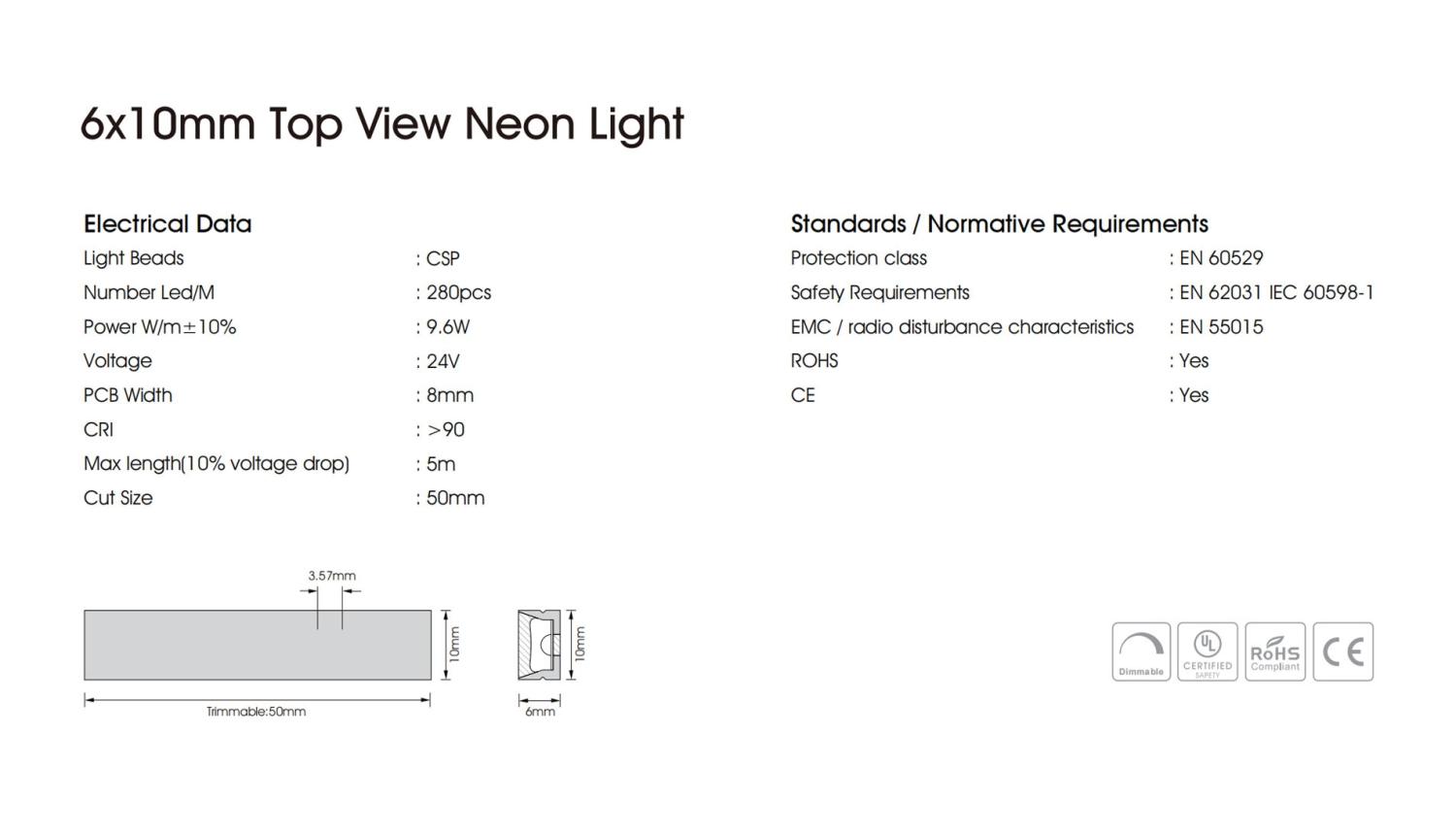 6x10mm Top View Neon Light - COOLIGHT